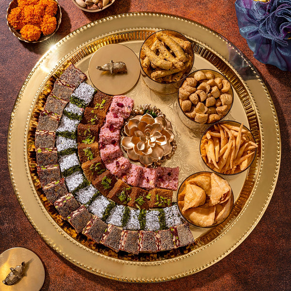 Order Assorted Golden Mithai, Bhaji, & Sweets Platter For Wedding In ...